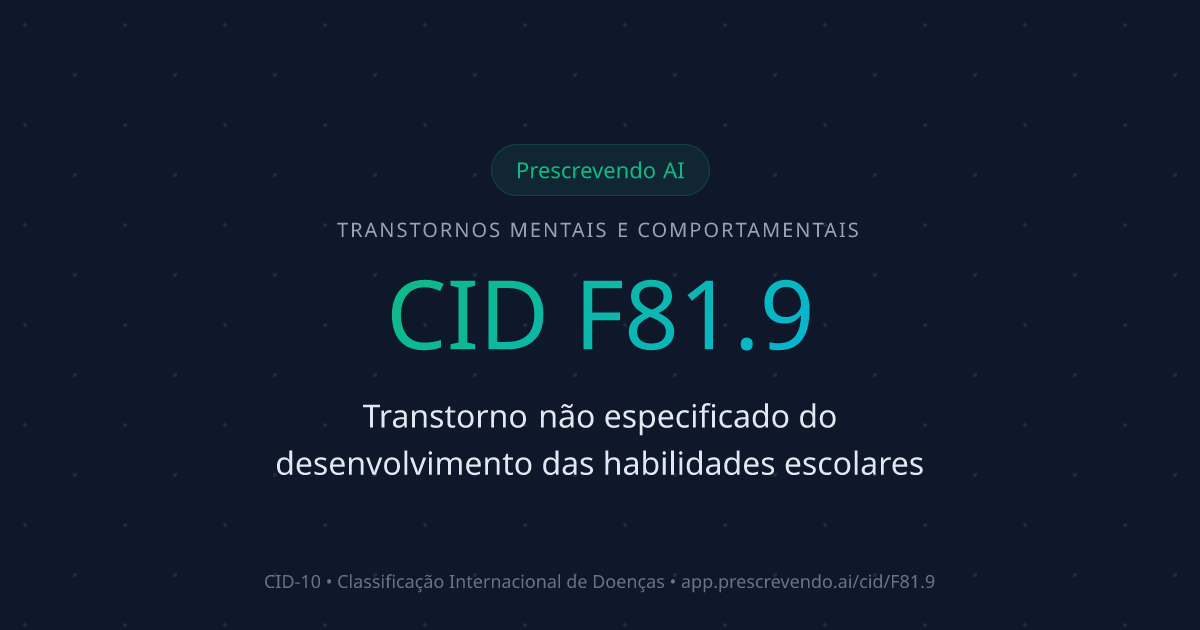 CID F81.9 - Transtorno não especificado do desenvolvimento das ...